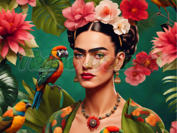 TkaneDziane.pl > PANEL DRUKOWANY FRIDA Z PTAKAMI NR 2